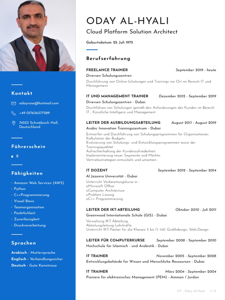 Lebenslauf Von Oday Al-Hyali | PDF