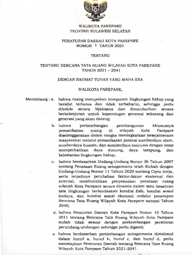 Perda No. 1 THN 2021 | PDF