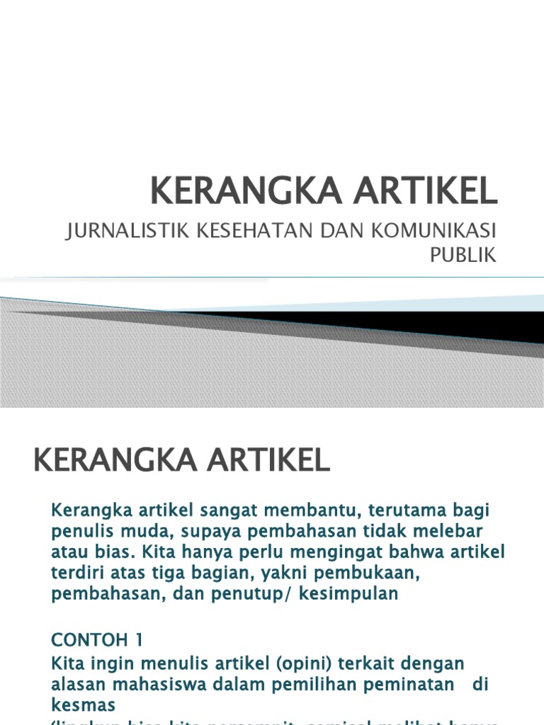 Kerangka Artikel 1 | PDF