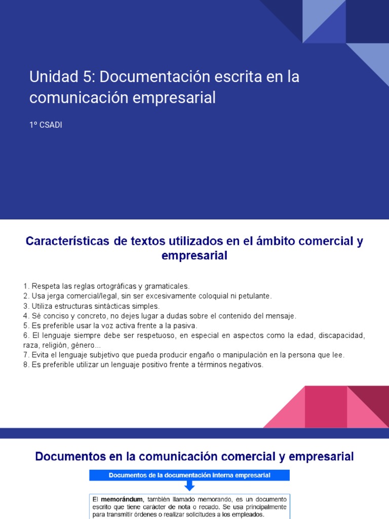 Ud.5 Documentación Escrita en La Comunicación Empresarial | PDF