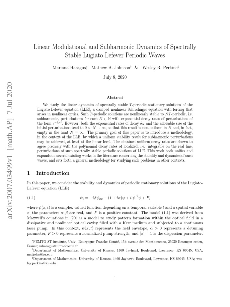Floquet Theory For Subharmonic Perturbations | PDF | Stability Theory | Eigenvalues And Eigenvectors