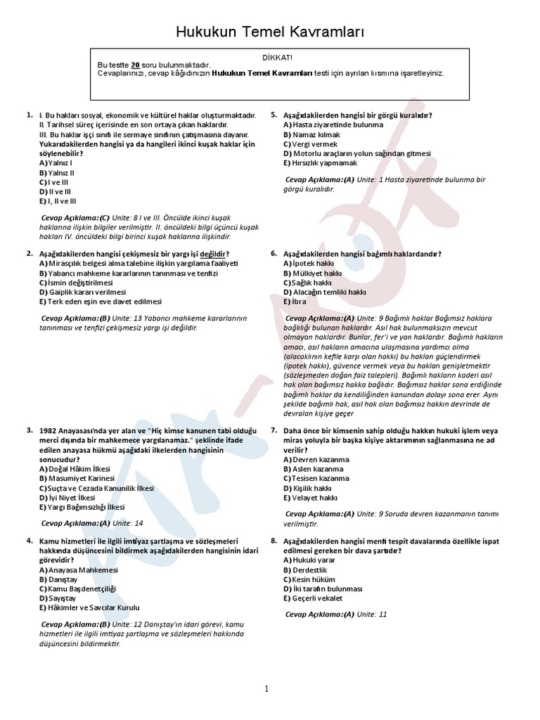 Hukukun Temel Kavramları | PDF