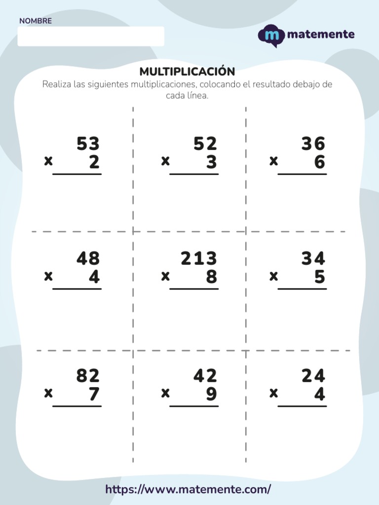 Ejercicios de multiplicación para practicar operaciones básicas | PDF