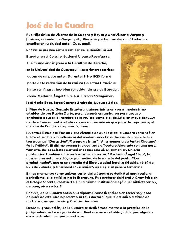 José de La Cuadra | PDF | Ecuador