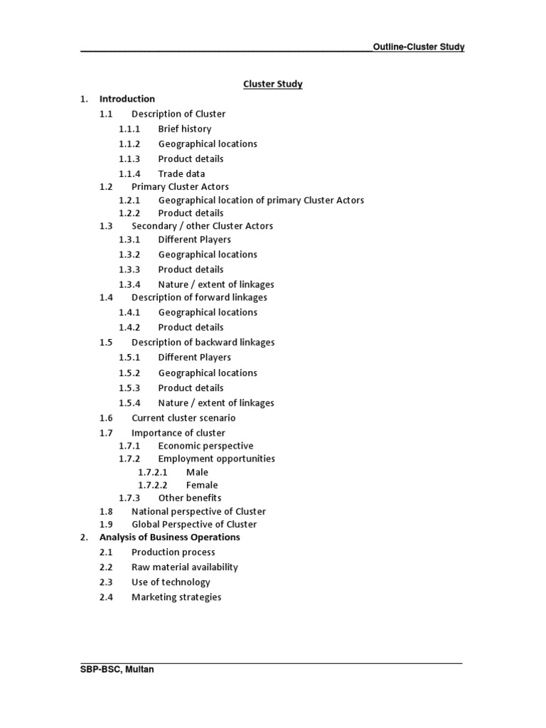 Outlines Cluster Study | PDF