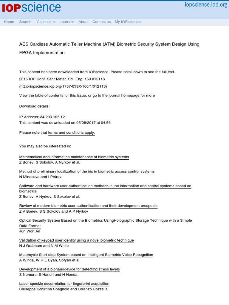 Aes Cardless Automatic Teller Machine At Pdf Automated Teller Machine Cryptography
