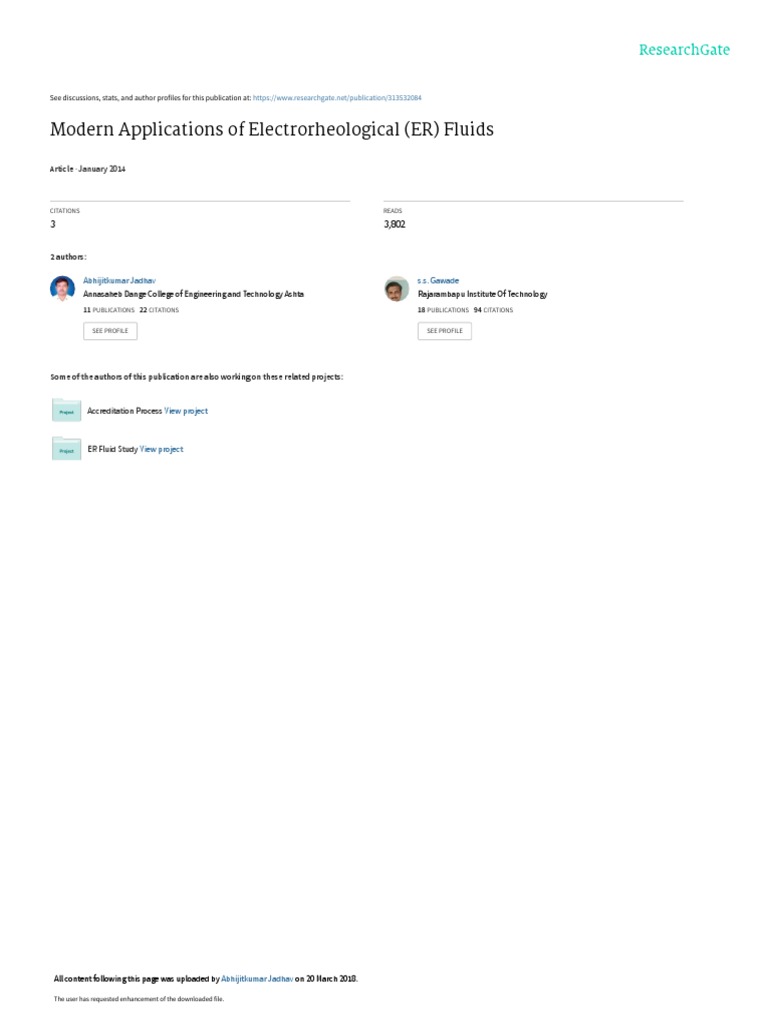 Modern Applications of Electrorheological (ER) Fluids: January 2014 ...