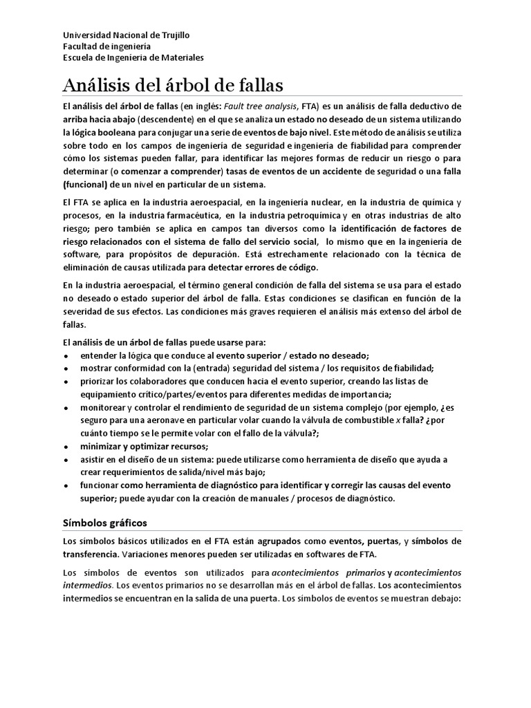 Análisis Del Árbol de Fallas | PDF | Química