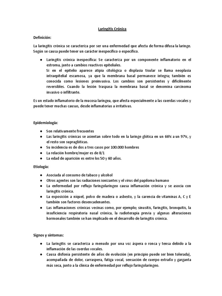 Laringitis Crónica y Neuropatia Laringea Sensitiva | PDF | Tos ...