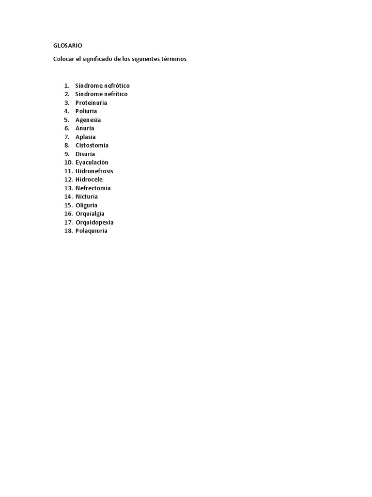 Glosario Genito Urinario | PDF