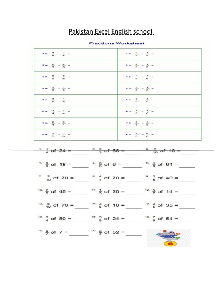 Fractions Sheet 1 | PDF