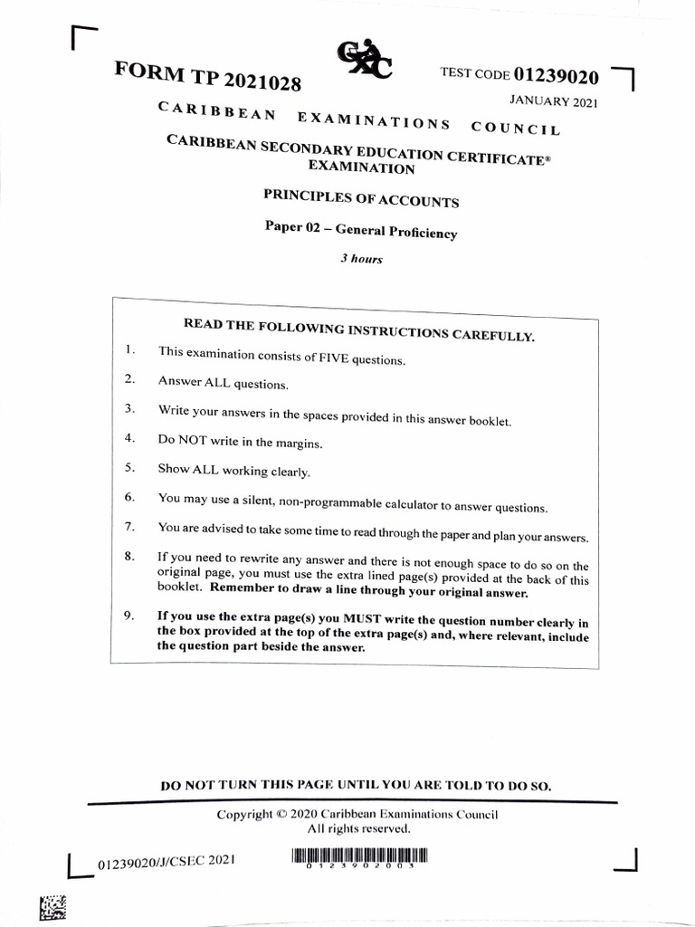 CSEC POA Jan 2021 P2 | PDF | Expense | Debits And Credits