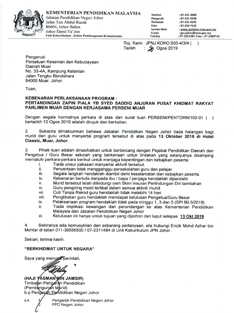 Surat Kebenaran Daripada JPN Johor | PDF