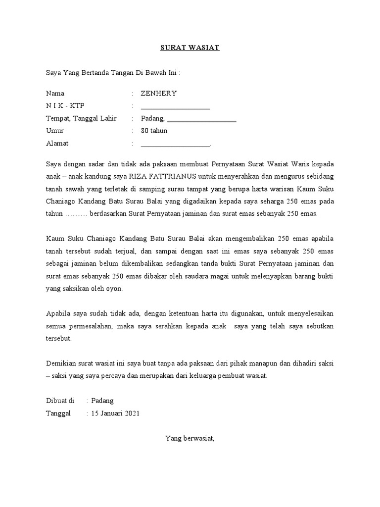 Surat Wasiat | PDF