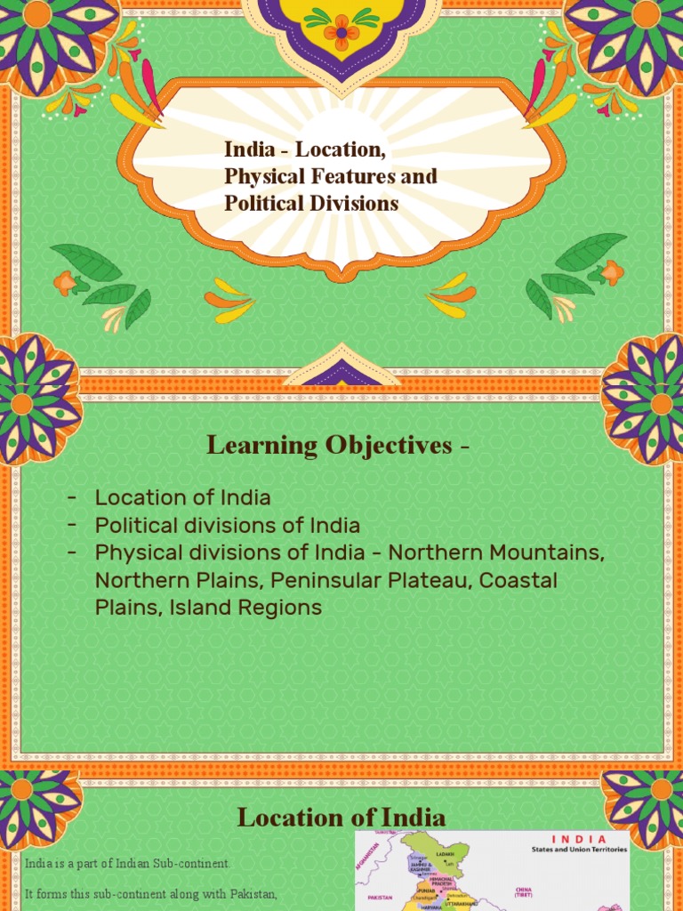 India - Location, Physical Features and Political Divisions | Download ...