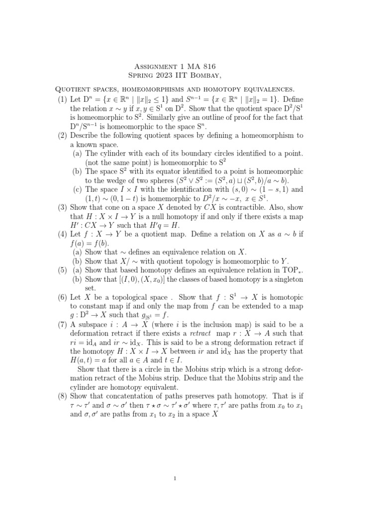 Assignment 1 Pdf Abstract Algebra Mathematical Objects