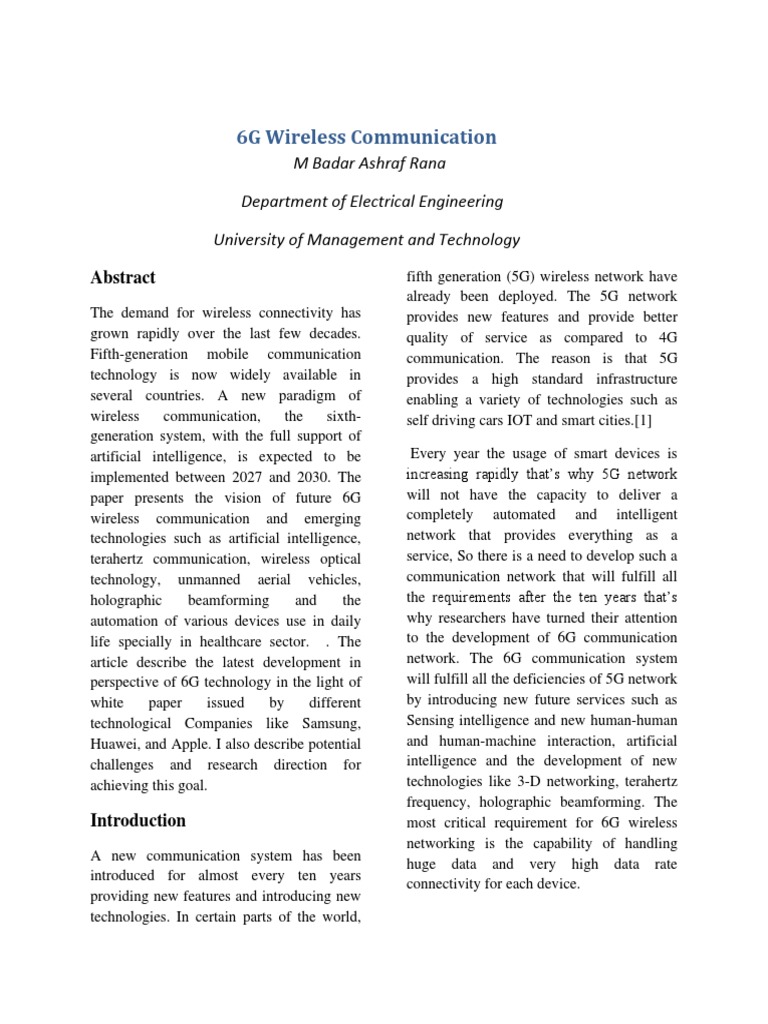 6G Wireless Communication | PDF | Computer Network | Terahertz Radiation