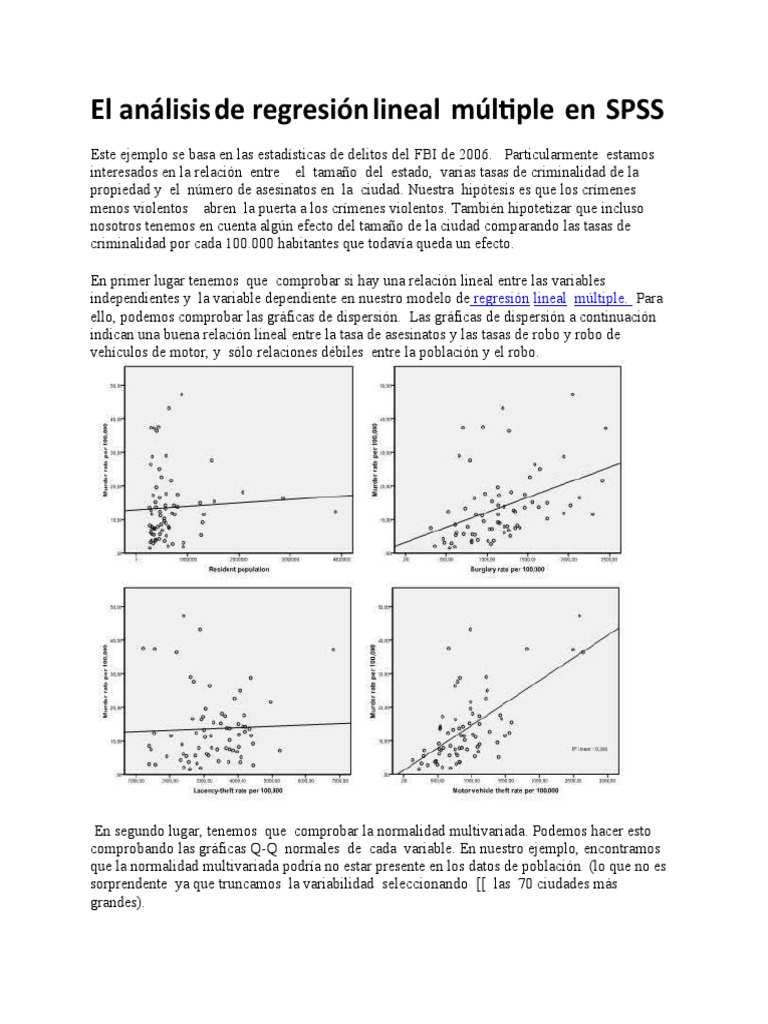 El Análisis de Regresión Lineal Múltiple en SPSS | PDF | Regresión lineal | Análisis de regresión