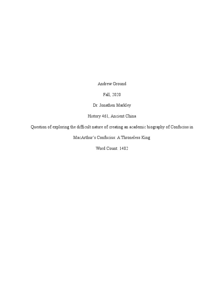 Evaluating MacArthur's Confucius Biography | PDF | Confucianism | China