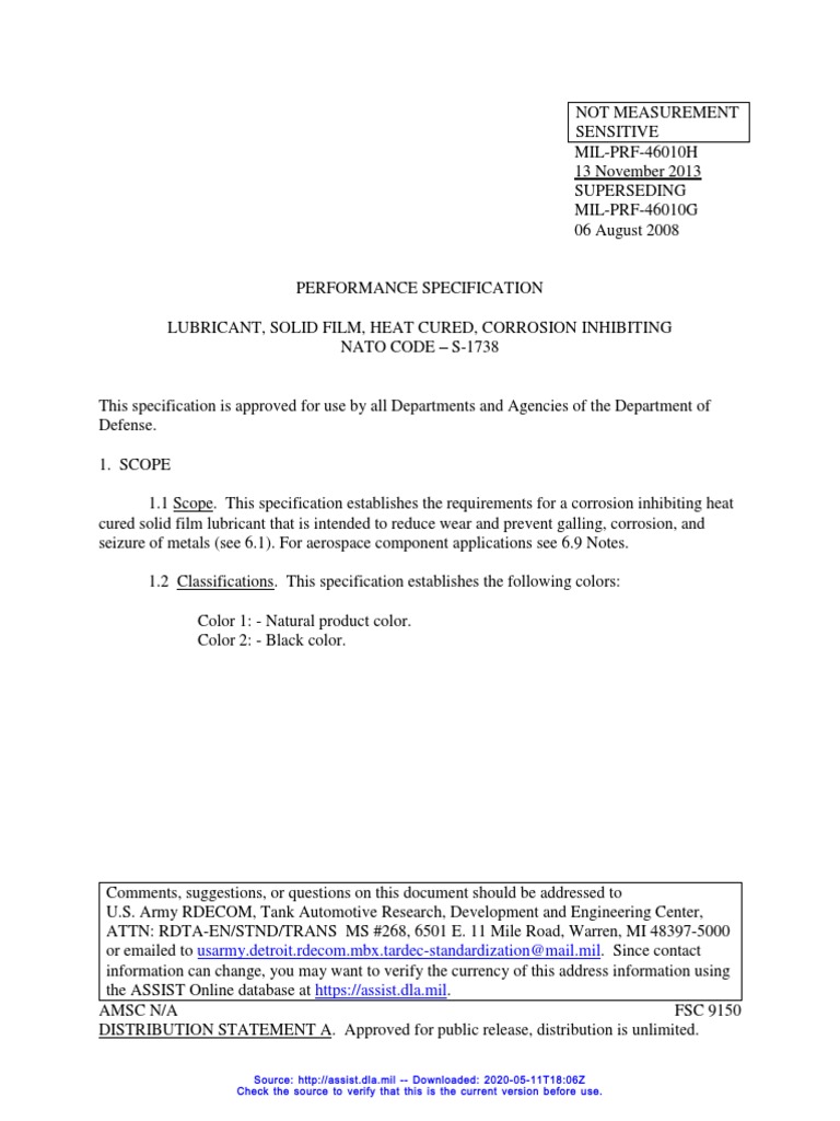 Mil PRF 46010 | PDF | Lubricant | Corrosion