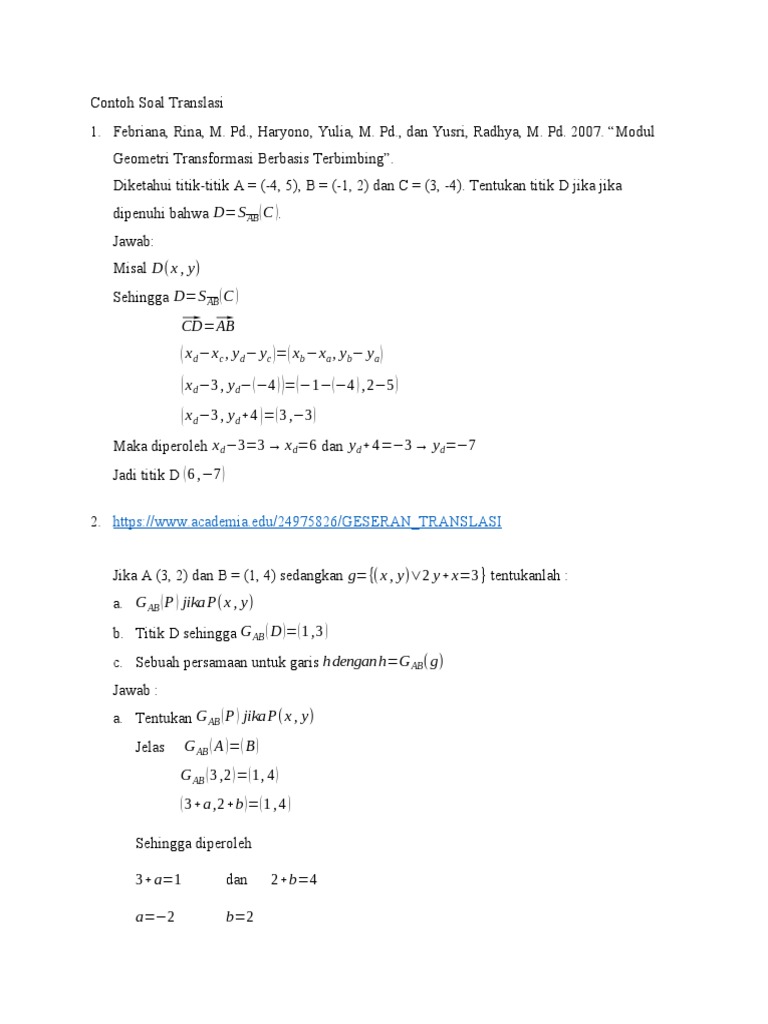 Contoh Soal Translasi-1 | PDF