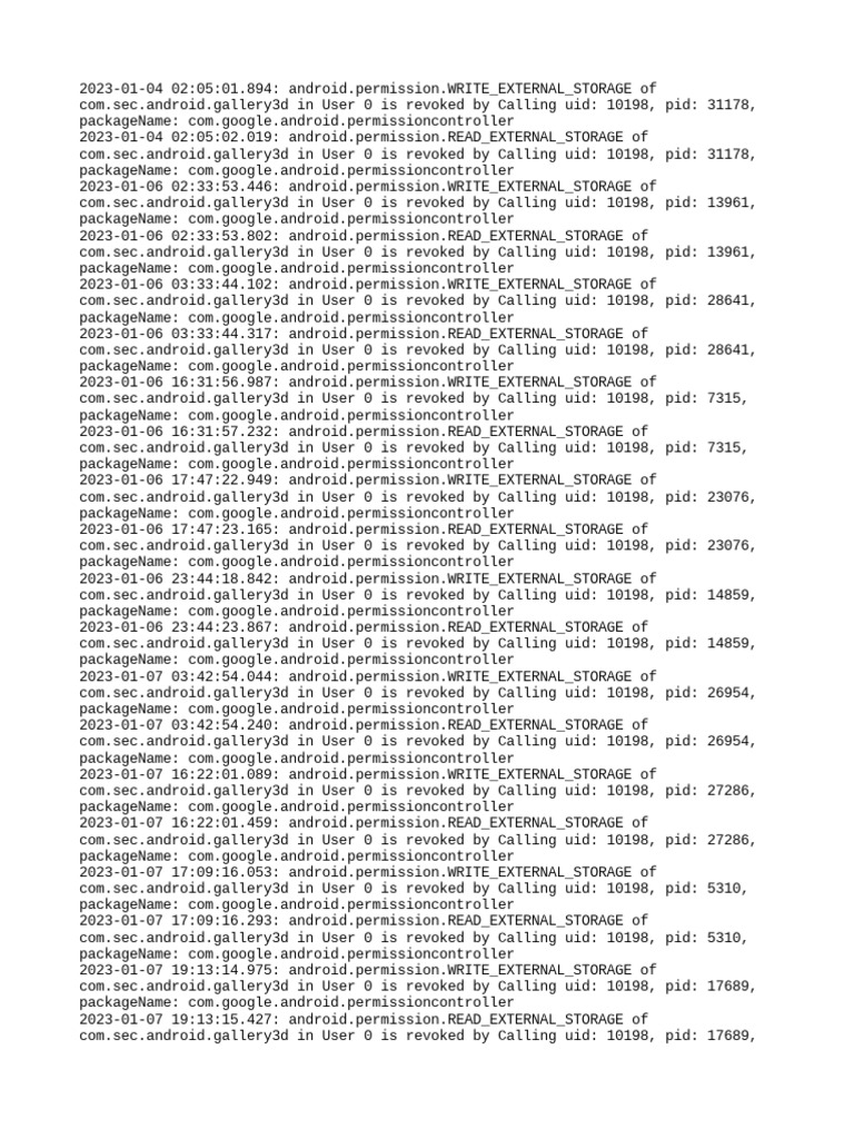 Log of Permission Revocations Across Multiple Apps on an Android Device ...