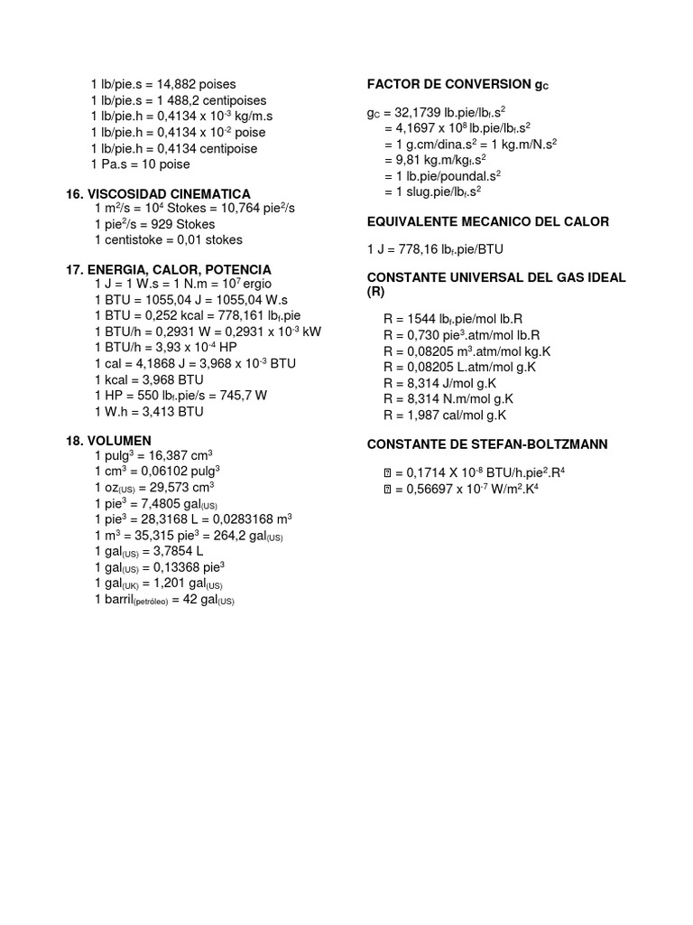 Factores de Conversion 1 | PDF