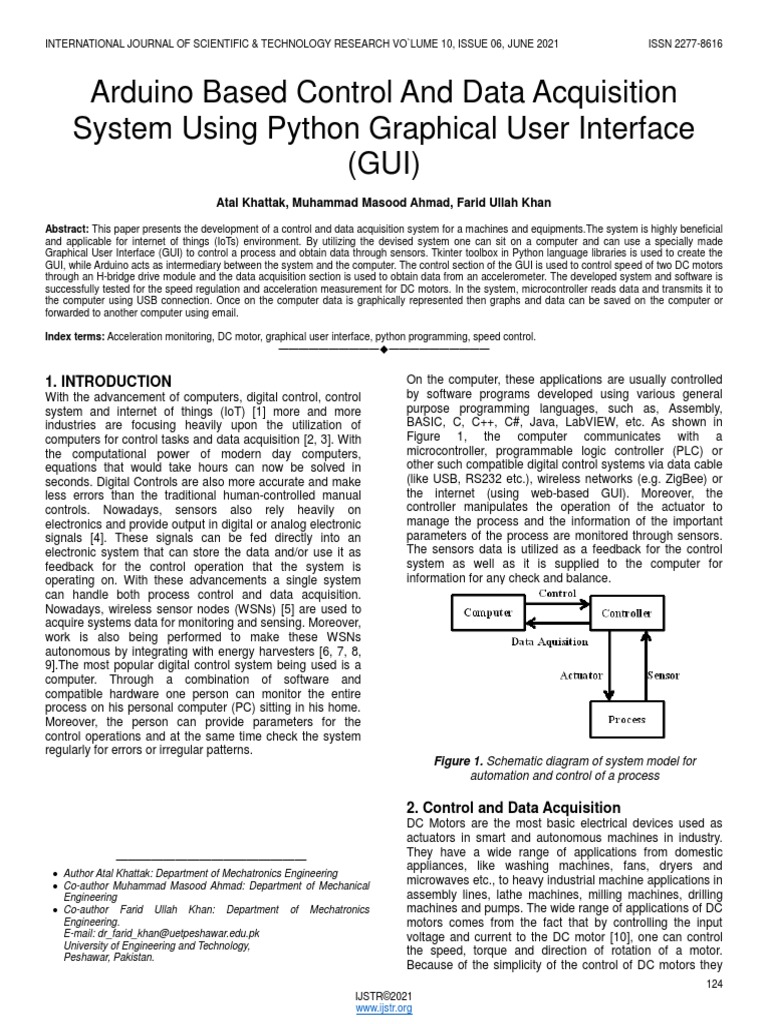 Arduino Based Control And Data Acquisition System Using Python Graphical User Interface Gui