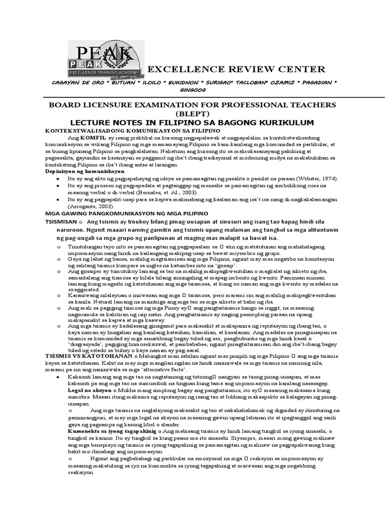 FILIPINO-LECTURE-NOTES | PDF