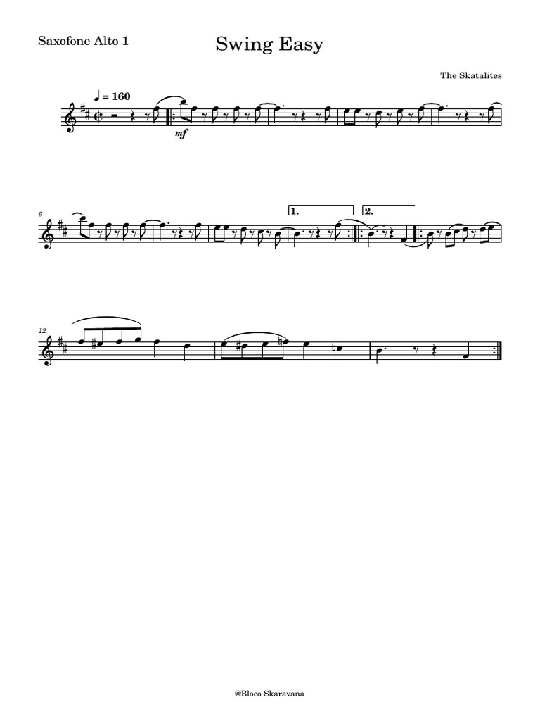 Easy Alto Sax: Swing Easy by Skatalites | PDF