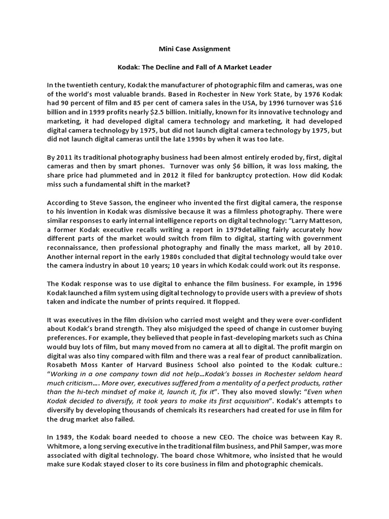 Mini Case Assignment - Kodak2 | PDF | Digital Camera | Camera