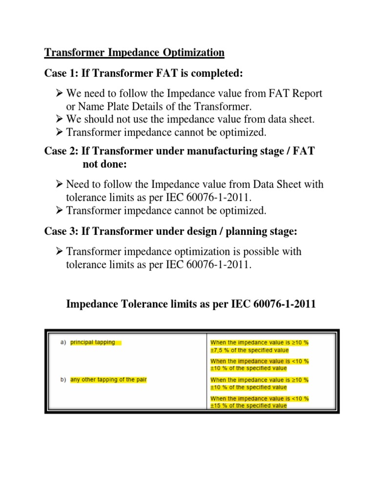 Transformer Impedance Optimization | PDF
