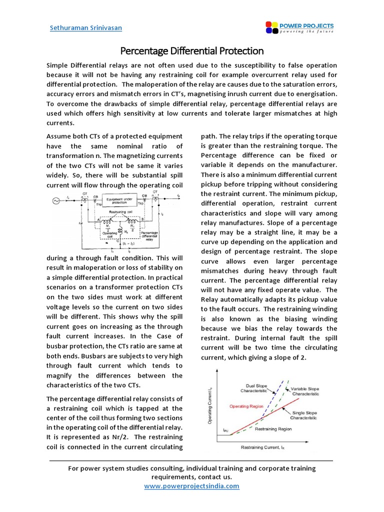 Differential Protection | PDF | Relay | Inductor