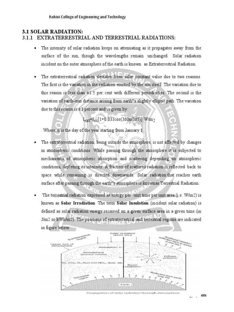 Extraterrestrial and Terrestrial Solar Radiation | PDF | Atmosphere Of ...