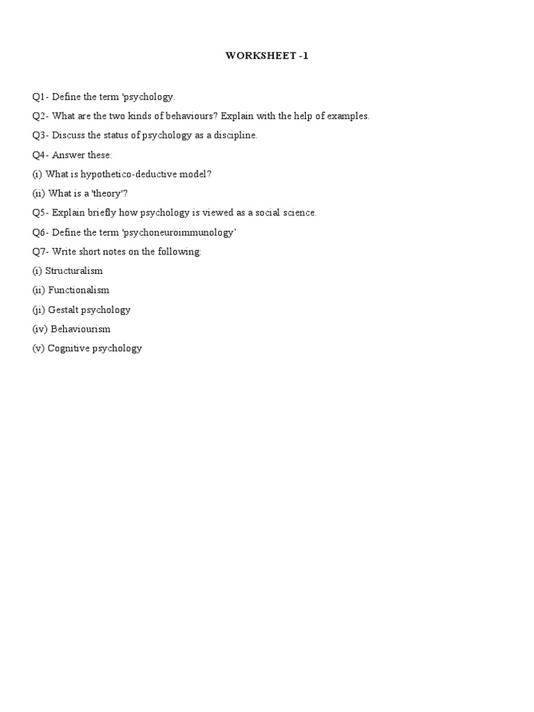 Worksheet (Chapter 1) | PDF