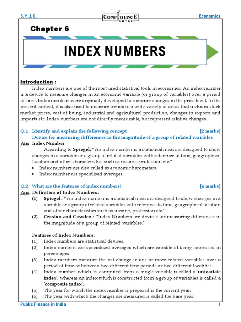 Measuring Economic Trends: An Introduction to Index Numbers | PDF | Cost Of Living | Index ...