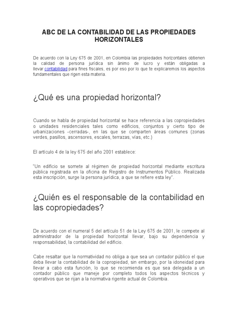 Abc de La Contabilidad de Las Propiedades Horizontales | PDF