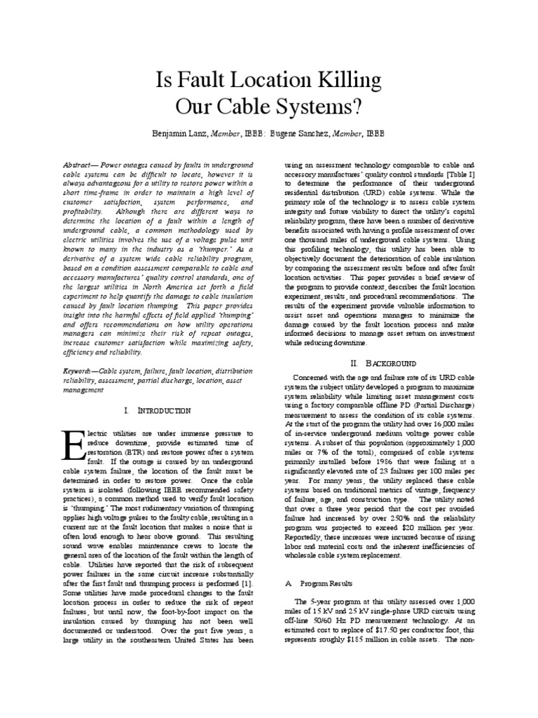 Thumper Impact on Cable Fault Location | PDF | Electric Power ...