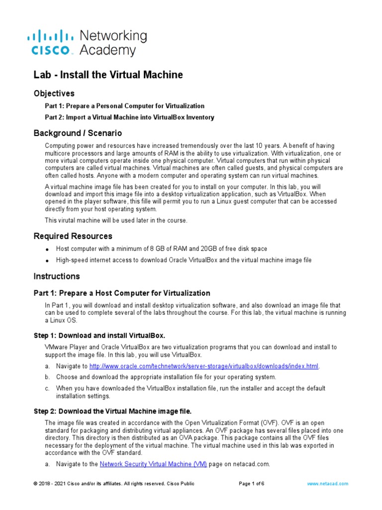 7.4.7 Lab - Install The Virtual Machine LOGRA | PDF | Virtual Machine | Operating System