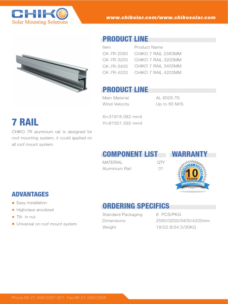 7 Rail Data Sheet | PDF | Technology & Engineering