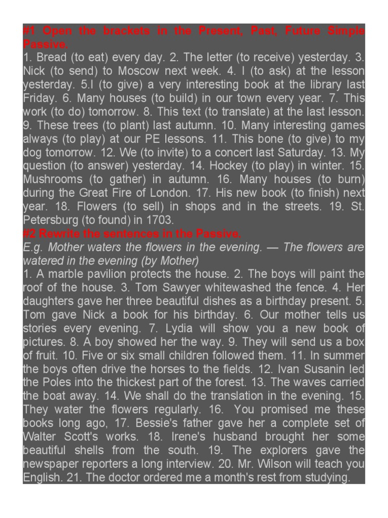 Passive Voice Tasks | PDF