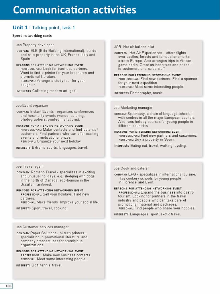 Networking Opportunities: Speed Networking Cards Provide Insights into ...