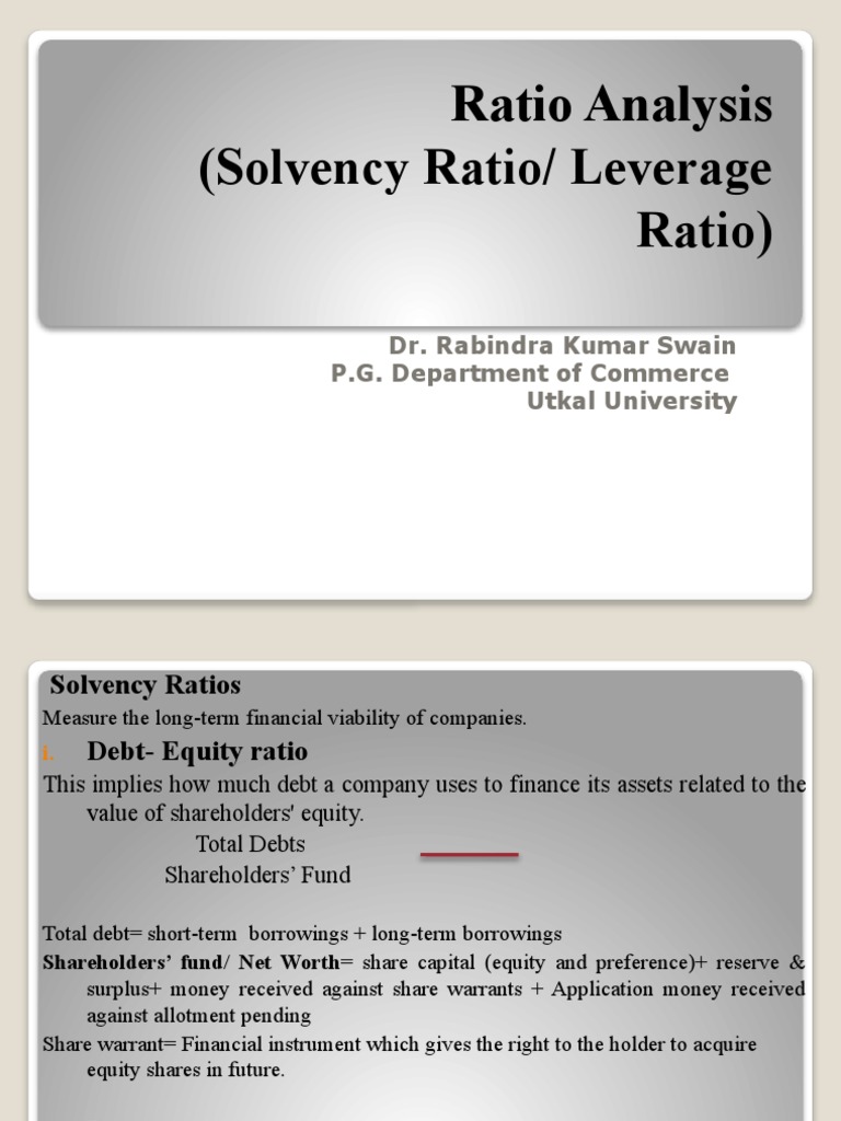 Solvency Ratio | PDF