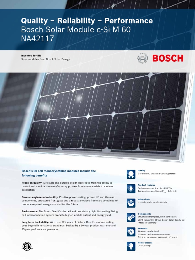 Quality, Reliability, and Performance of the Bosch Solar Module c-Si M ...