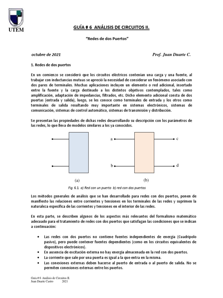 Guia 6 De Analisis De Circuitos Ii Redes De Dos Puertos Pdf