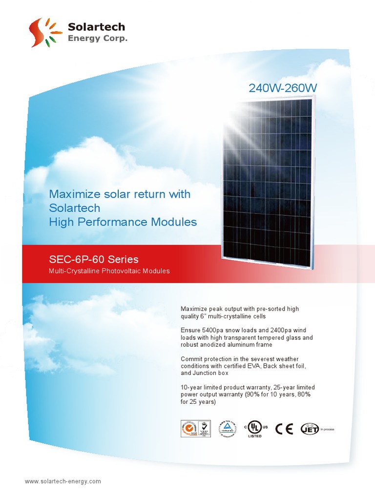 SEC-6P-60 Series (1) - 1 | PDF | Photovoltaics | Manufactured Goods
