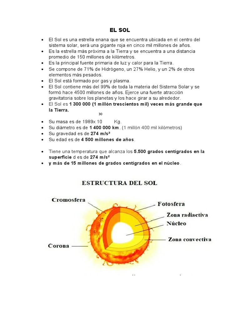 Características del Sol y su Estructura | PDF | Ciencias sociales ...