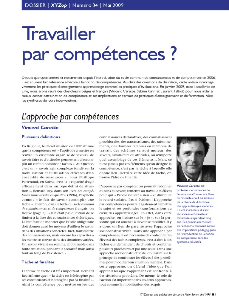 Dossier Travailler Par Compétences | PDF | Pédagogie | Compétence ...