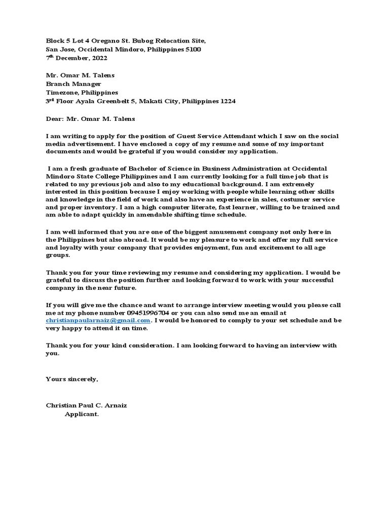 Application Letter | PDF