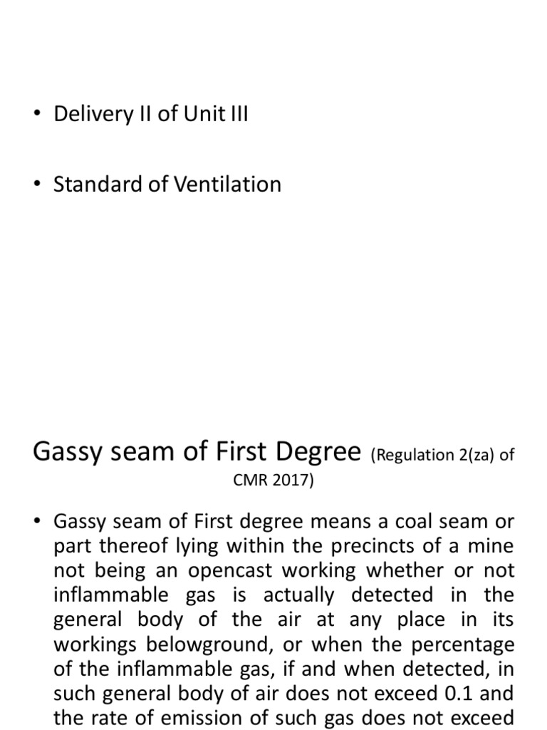 Standards for Mine Ventilation CMR 2017 | PDF | Ventilation ...
